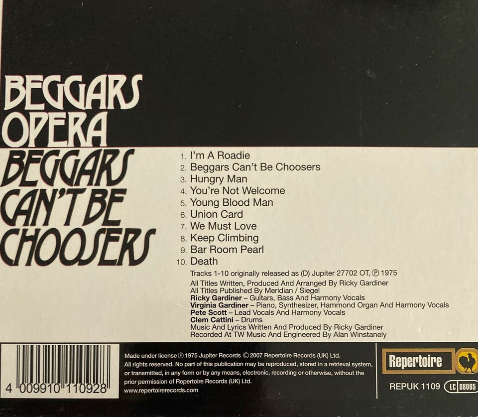 BEGGARS OPERA - Beggars Can't Be Choosers CD Digipak 2007 Exc Cond! MC1 ...