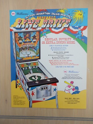 Line Drive Baseball Pinball Machine Flyer Williams Pitch & Bat | eBay