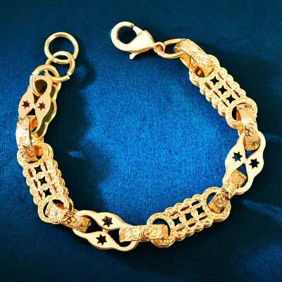 10mm Solid Pulley Link Bracelet – 18K Gold Plated, Luxury Statement ...