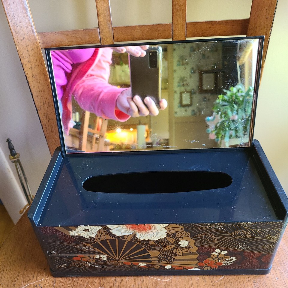 Vintage Japanese Lacquer Tissue Box Mirrored Large Box Yamanaka 10.5 ...