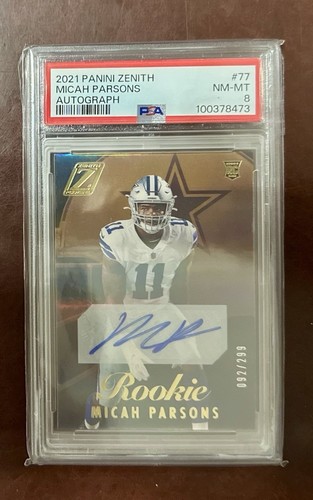 2021 Zenith Micah Parsons Rookie RC Autograph Rare SSP #/299 Auto PSA 8 ...