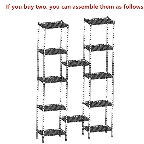 6 Wire Shelving Steel Storage Rack Adjustable Unit 16.8L x 11.7W x 63H ...