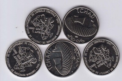 CHAD lot 5x 1500 CFA 2003 Cu Ni, Primitive currency, unusual currency ...