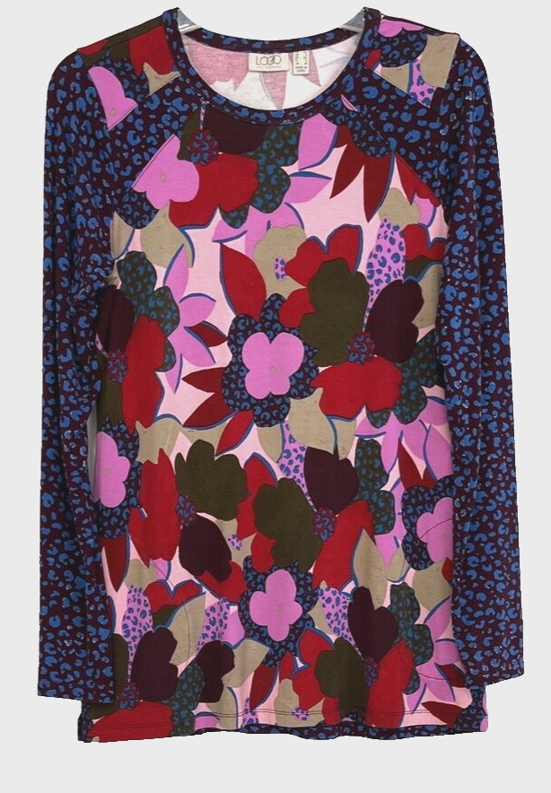 Logo Lori Goldstein Shirt Rayon 230 Mixed Print Xs Multicolor A4577581