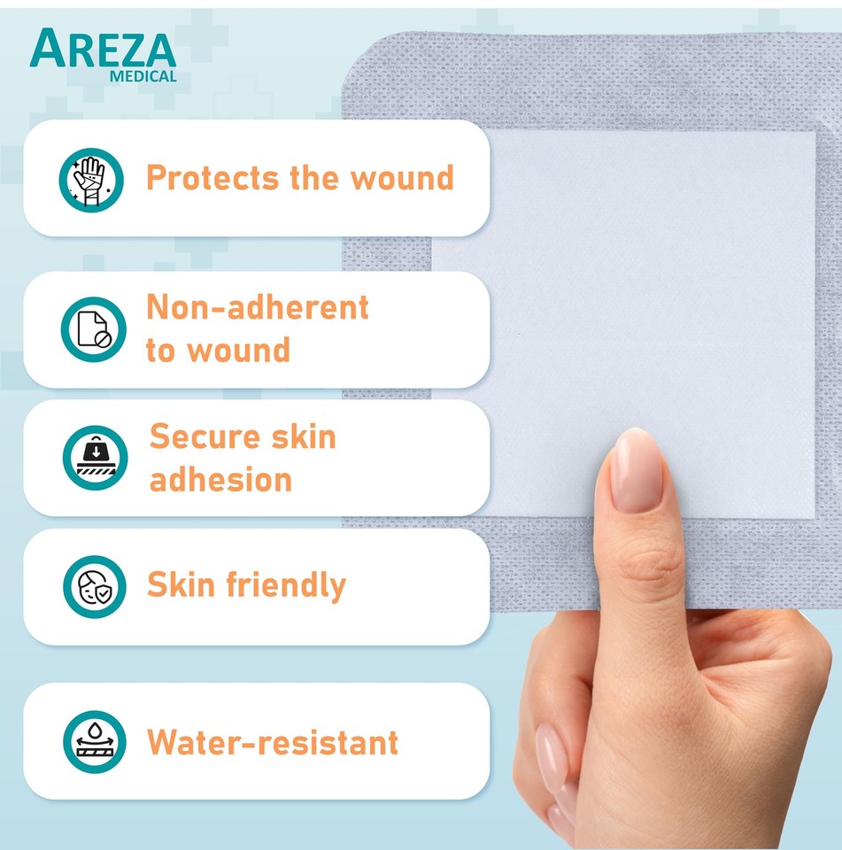 Latex Free Wound Care Dressing Areza Medical Bordered Gauze Island ...
