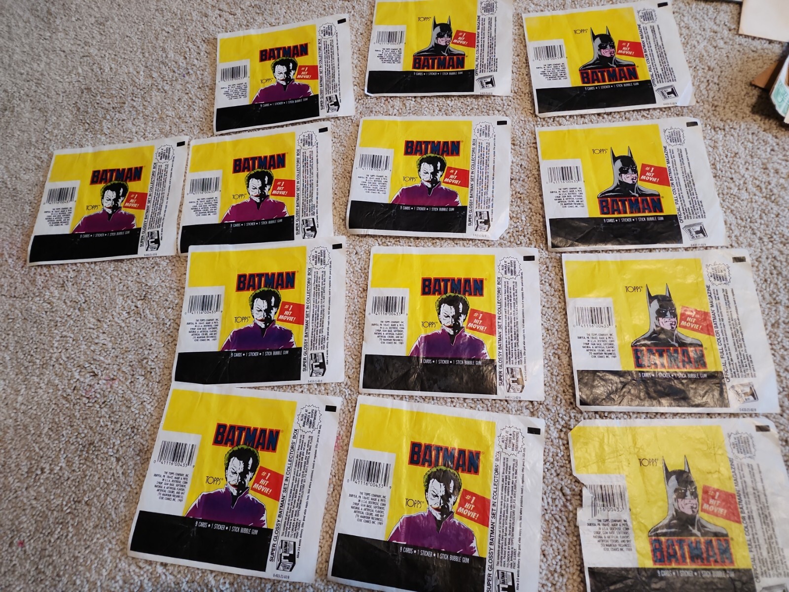 1989 Topps Batman Trading Cards, 1st Series Set of Wrappers Only No ...