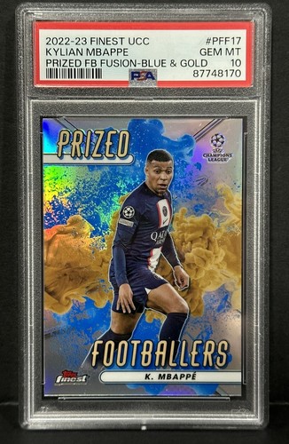 2022-23 Topps Finest UCL Prized Footballer Kylian Mbappe Blue/Gold ...