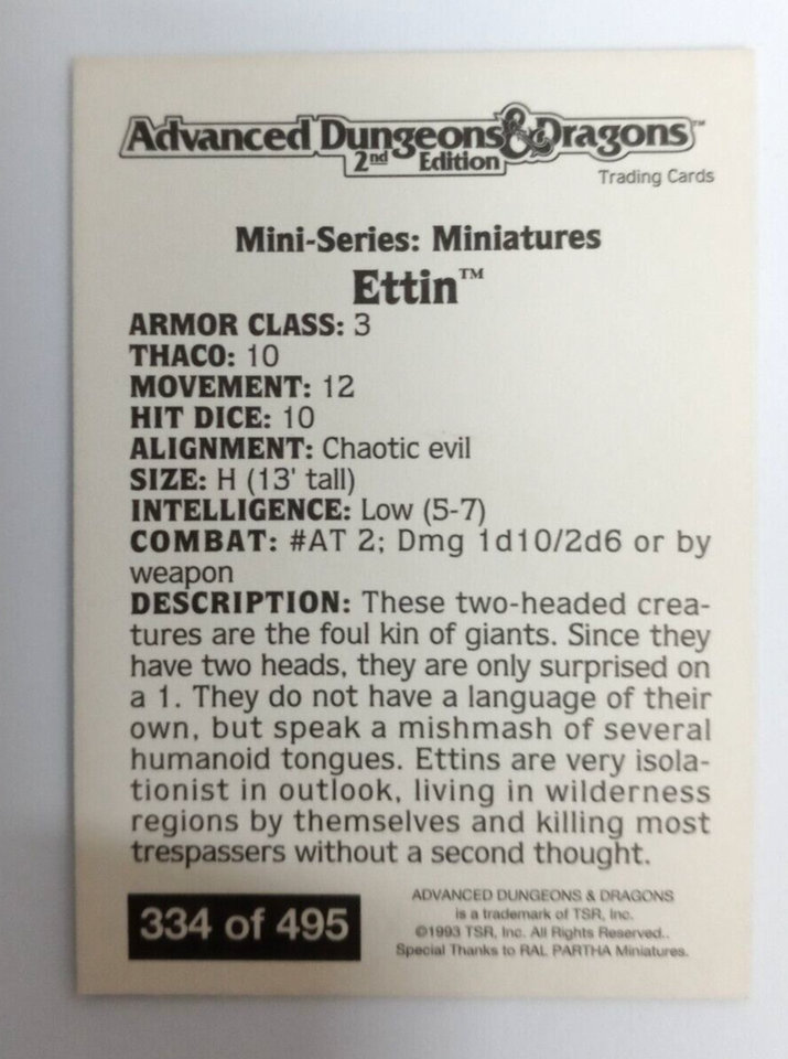 1993 TSR Advanced Dungeons & Dragons D&D 2nd Edition Red Ettin #334 | eBay
