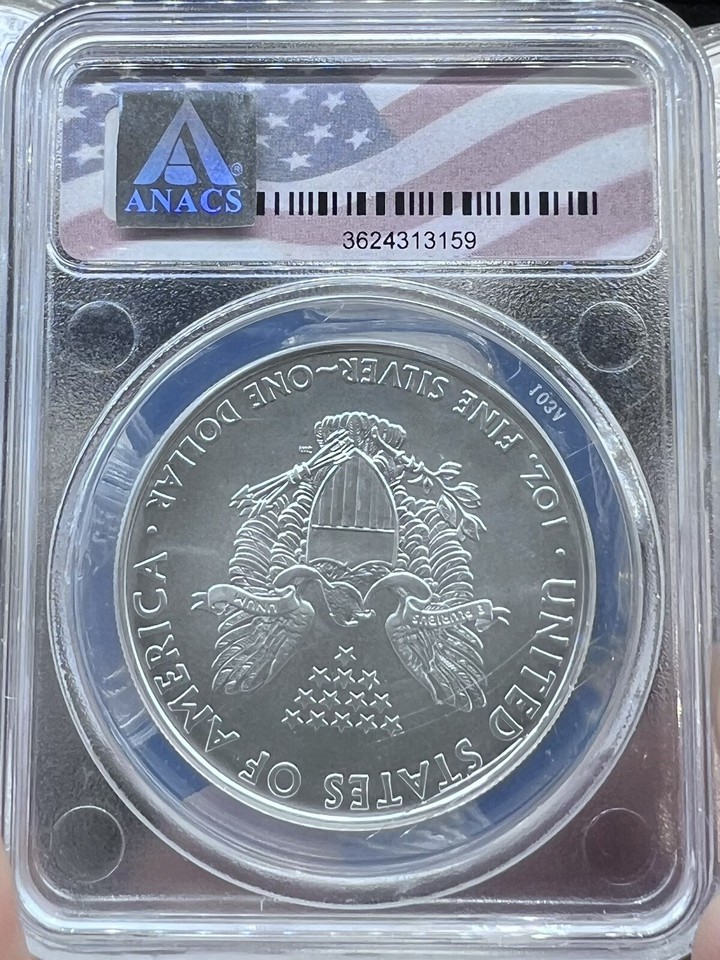 2010 ANACS -MS70 Silver Eagle One Dollar 1 OZ Silver Coin *Case Damaged ...