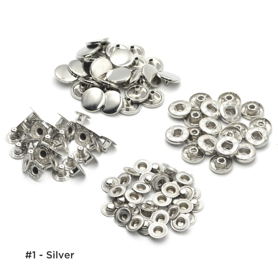 50 sets Solid Brass Spring Snaps Buttons Press Studs Snap Fastener 10/ ...
