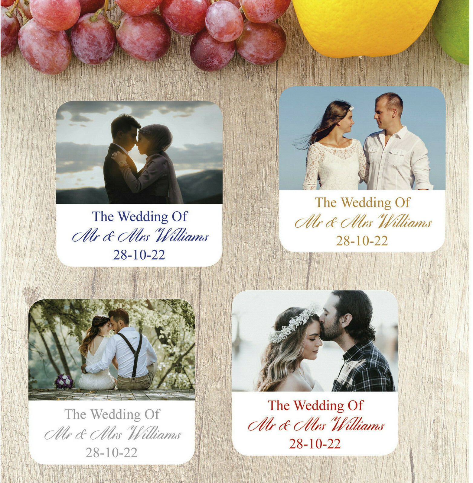 Wedding Beer Mats, Pack of 75, Personalised any photo, wording and ...