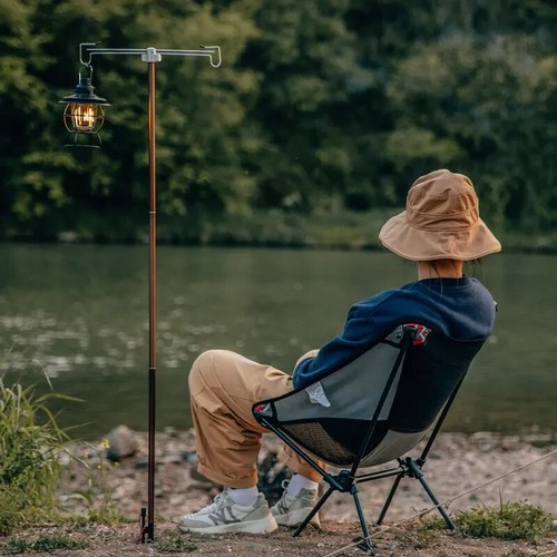 Camping Lamp Stand Hook Portable Folding Lantern Post Pole Collapsible ...
