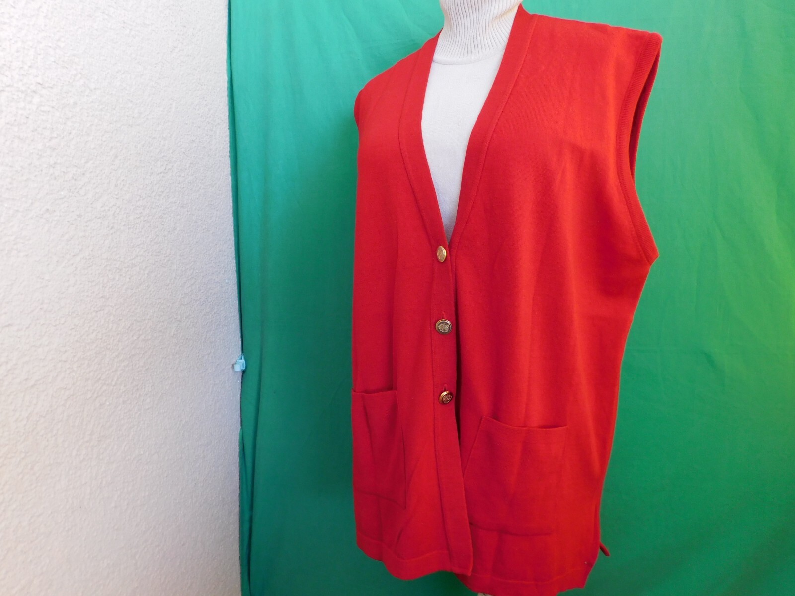 "FARINA by Peter Hahn"Long Strick Westen gr.50.Rot. 3Knopfen. Zwei ...