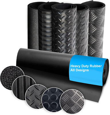 Heavy Duty 3mm Rubber Floor Garage Matting Non Slip Industrial Work Gym ...