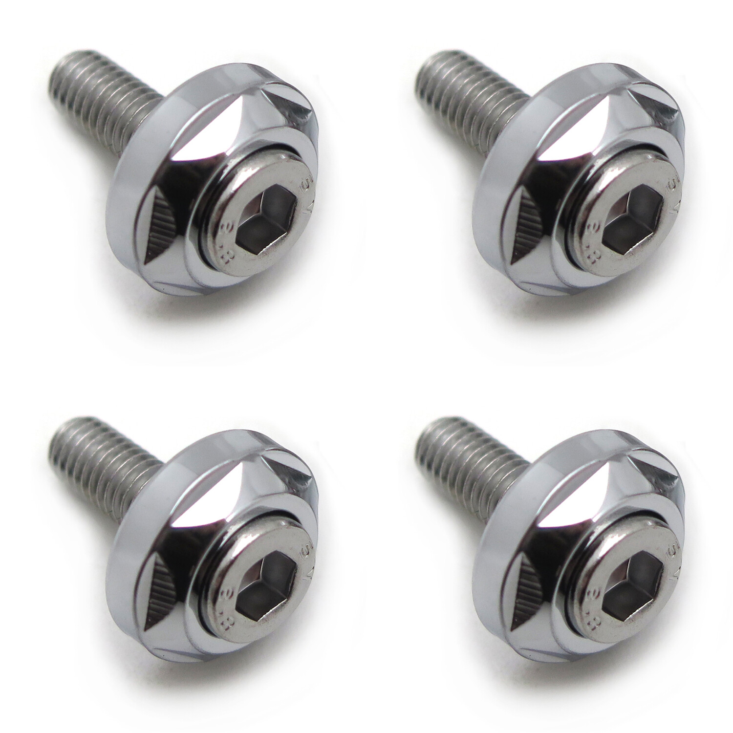 4Pcs Chrome Aluminum Alloy Decorative License Plate Bolt Screw for Car ...
