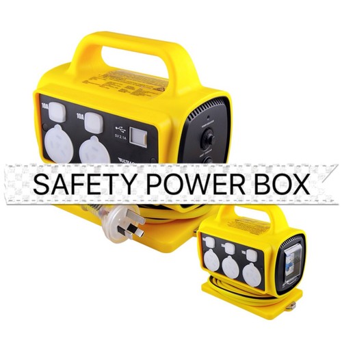 10A 5 OUTLETS RCD SAFETY POWER PORTABLE MCB BOARD BOX WITH USB x 2 ...
