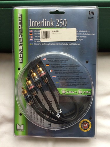 🎁 Monster Cable Interlink 250 1m/3.3ft RCA Audio Interconnect - Male To ...
