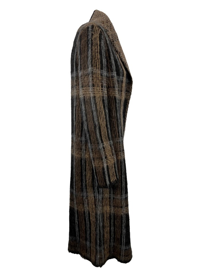 HUMILITY 1949 Maxi Cardigan Donna Fantasia Quadri Nero/Cammello HB-GI ...