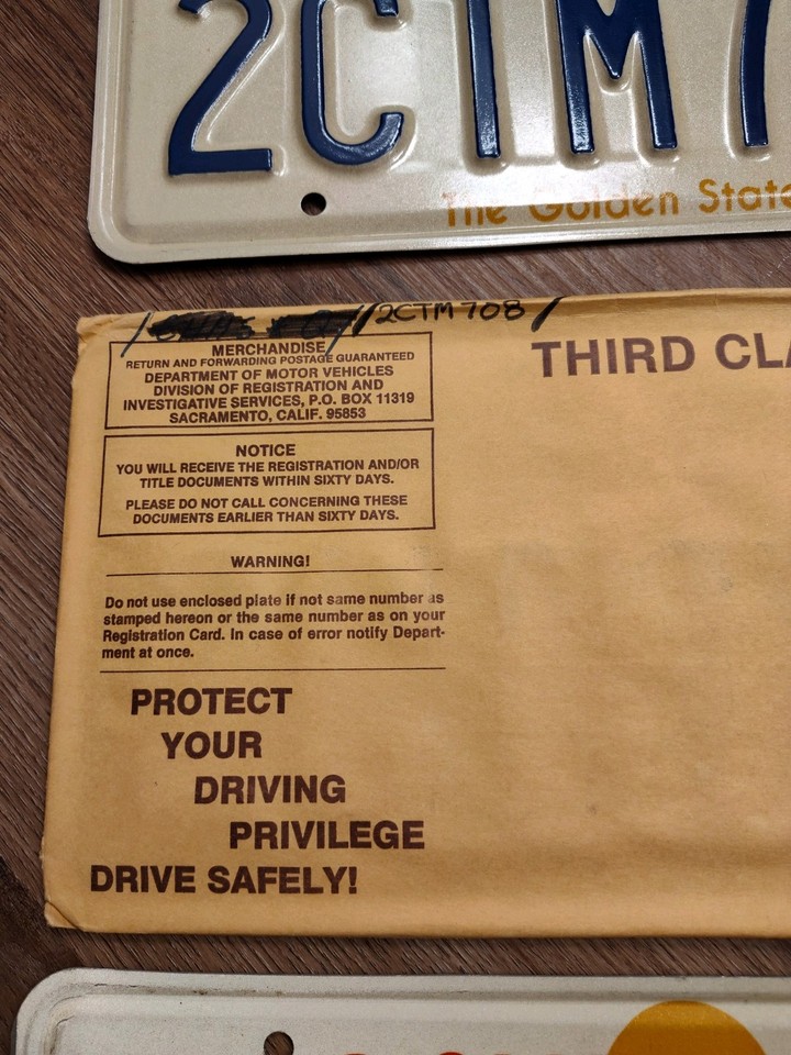 New NOS DMV California License Plates 1 Pair In The Original Envelope ...