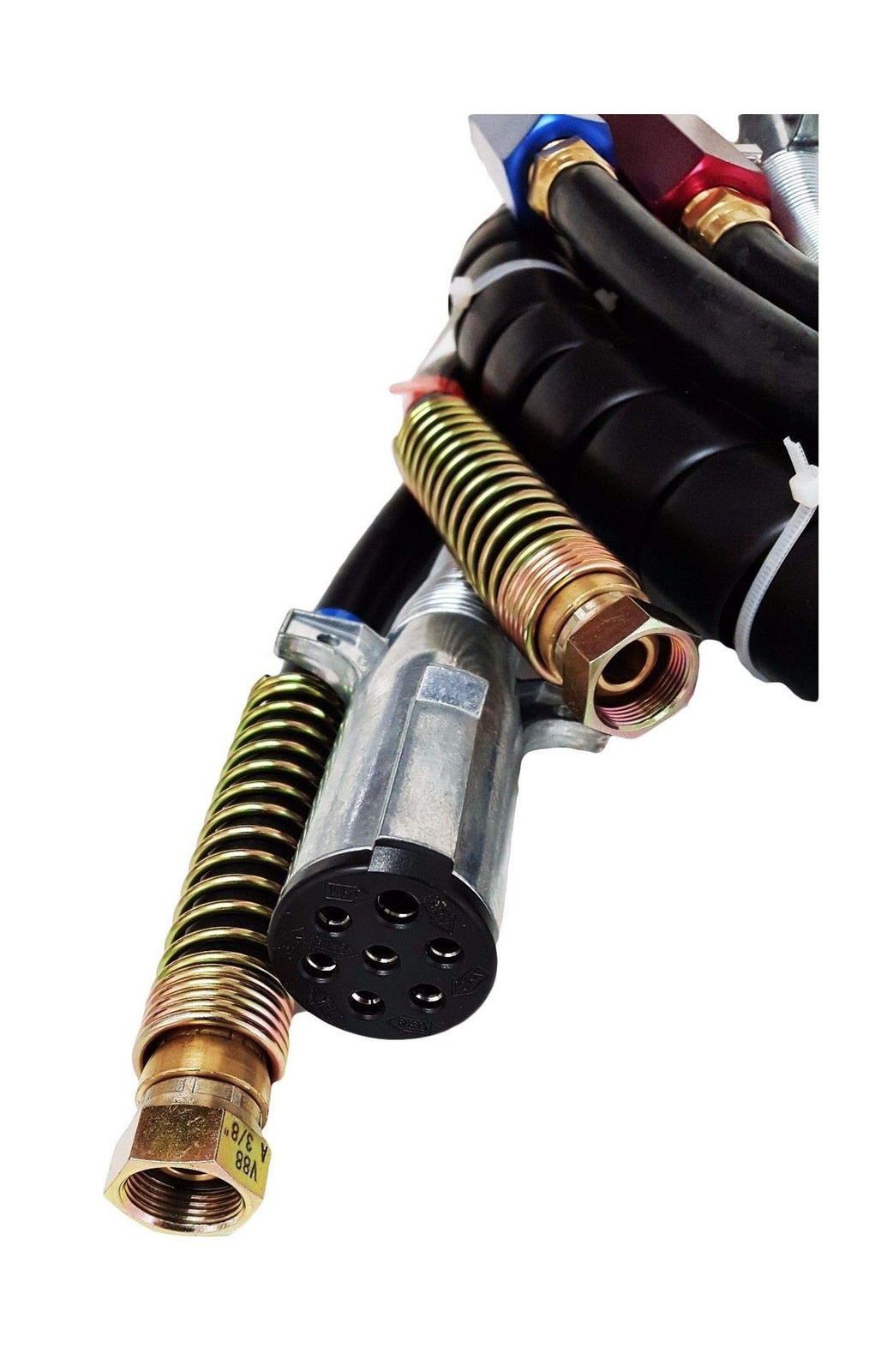 3 in 1 12ft ABS & Air Line Hose Wrap 7 Way Electrical Cable With Handle ...