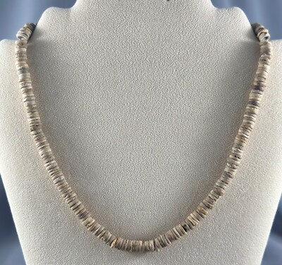Old Pawn Navajo Shell Bead Necklace 19 1/2 " Long Silver Tips | eBay