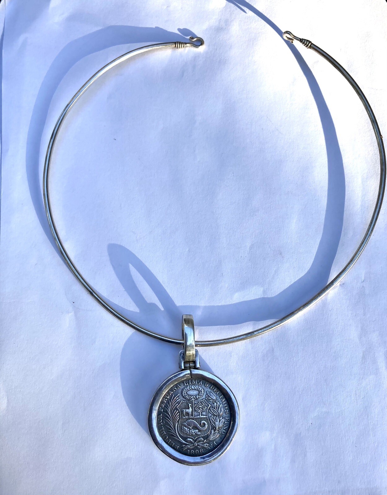 1896 Silver Peruvian Coin Collar Necklace - Gem