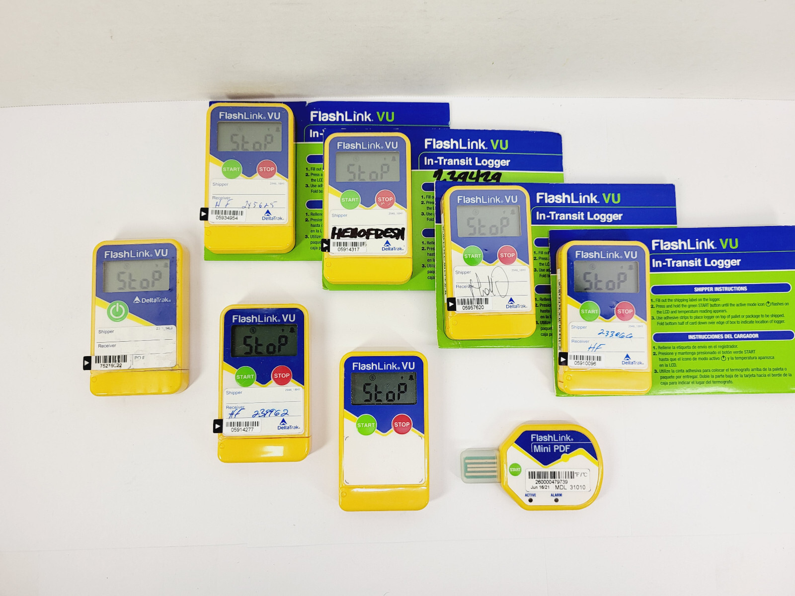 (7) DeltaTrak FlashLink VU In-Transit Logger (20879) w/ (1) FlashLink ...