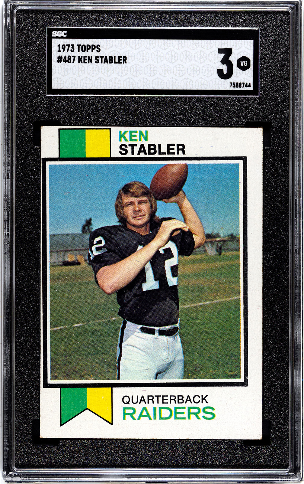 1973 Topps Football Ken Stabler Rookie Card RC #487 SGC Graded 3 ...