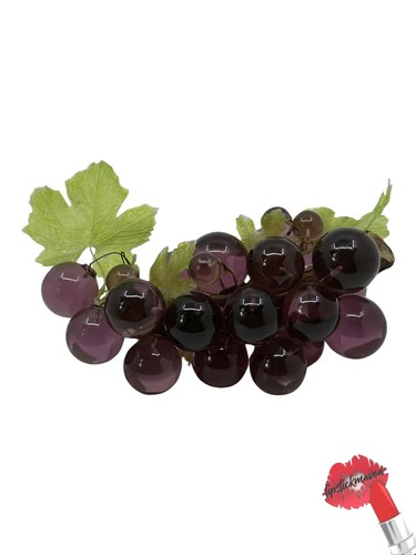 Vintage 60s Lucite Grape Clusters Wooden Branch Purple Grapes Fruit MCM ...