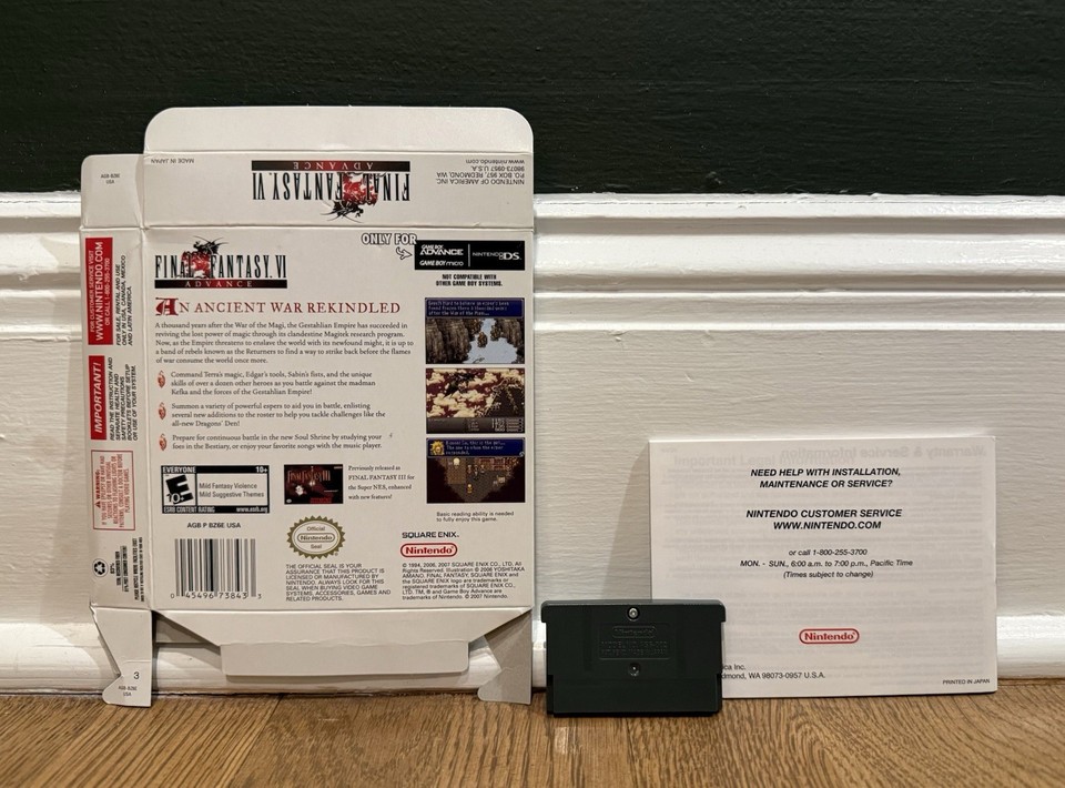 Final Fantasy VI 6 Advance, Nintendo Game Boy GBA 2005 + Manual, Box ...
