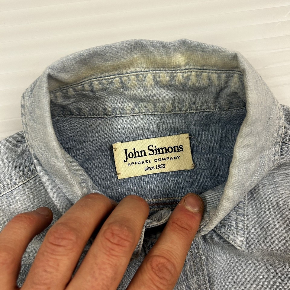John Simons Apparel Company Button Down Denim Long Sleeve Shirt Size ...