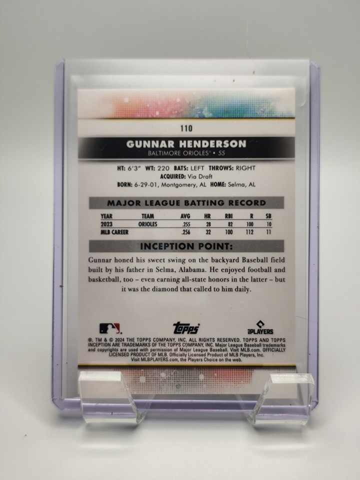 2024 Topps Inception Gunnar Henderson Alpha Parrallel SSP (1/10 Case ...