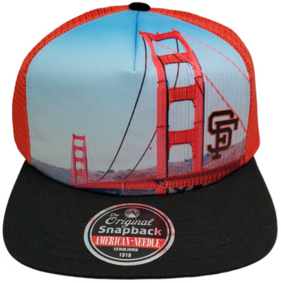 San Francisco Giants Trucker Mesh Snapback Flat Bill Golden Gate Bridge ...