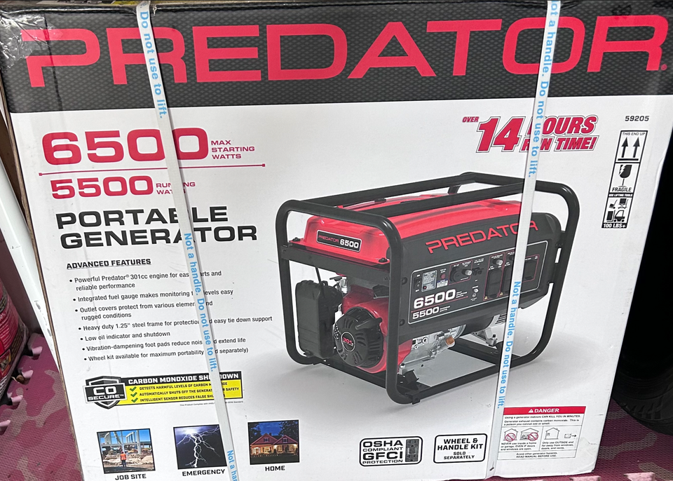 Brand new (unopen), PREDATOR 6500 Watt Gas-Powered Portable Generator ...