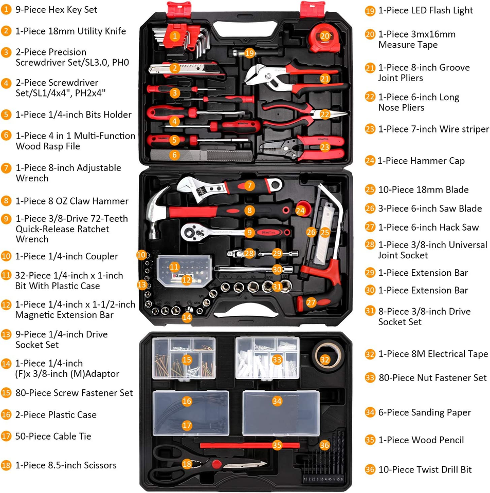 325 Piece Home Repair Tool Kit, General Home/Auto Repair Tool Set ...