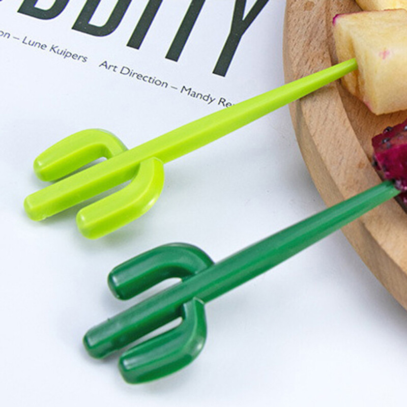 6 Pcs Mini Cactus Food Pick Kid Food Fruit Fork Bento Box Decor ReusabK ...