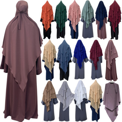Ramadan Muslim Abaya Women Overhead Caftan Khimar Hijab Scarf Robe ...