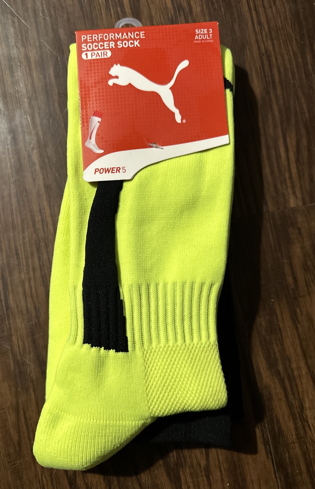 Puma Men’s Soccer Socks Yellow Black Size 3 Adult 7-12 Knee High 1 Pair ...
