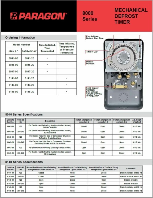 Paragon 8143-20 Defrost Control 208/240v 40 Amp 12z390 for sale online ...