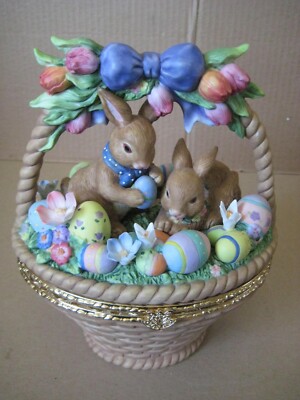 CWC PORCELAIN EASTER BASKET HAND PAINTED ~ Not Hinged LARGE TRINKET ...