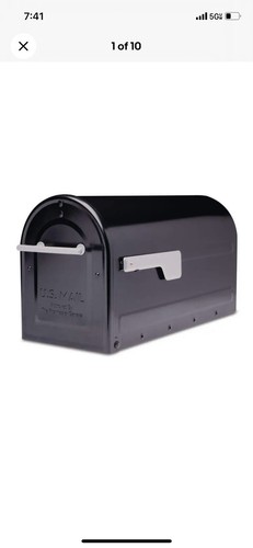 Post Mount Architectural Mailbox Boulder Black Large Steel Silver ...