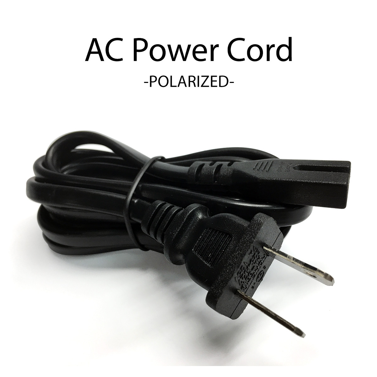 Polarized AC Power Cord 2 Prong Square Round for TV Printer Laptop PC ...