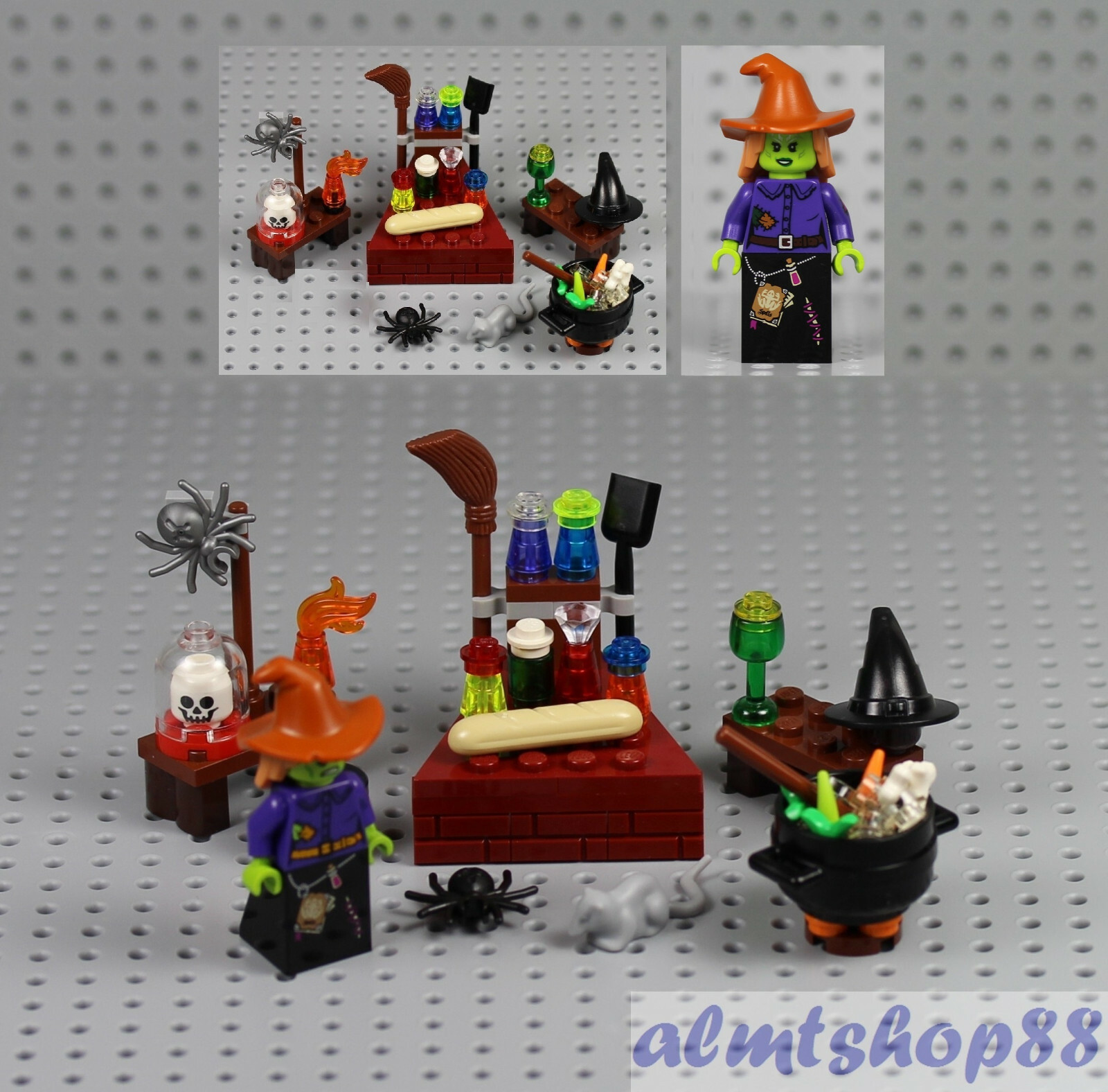 LEGO - Witch Minifigure in Potion Kitchen - Cauldron Broom Halloween ...