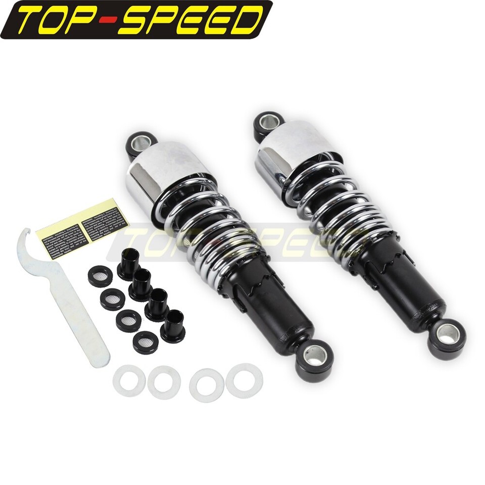 Chrome Rear Shocks Absorber Kit For 06-17 Harley Dyna Street Bob Super ...