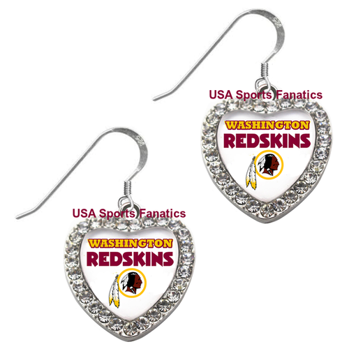 Washington Redskins 925 Necklace or Earrings or Set Team Heart With ...
