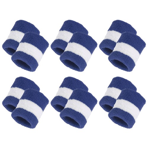 12Pcs Sports Wristbands Absorbent Sweatband Wrist Band, Navy Blue White ...