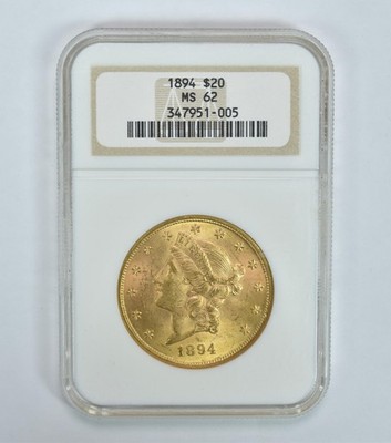 MS62 1894 $20 Liberty Head Gold Double Eagle - Graded NGC - U.S. Gold ...