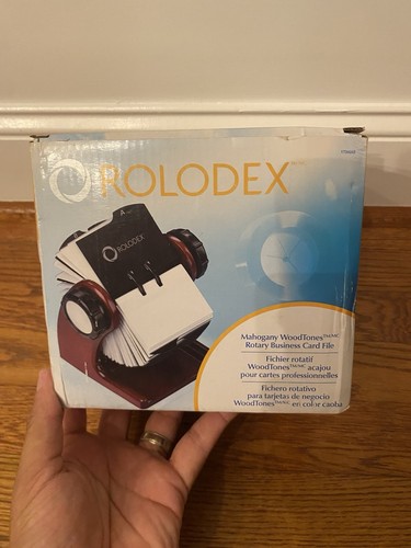 Vintage Rolodex Rotary Business Card File Mahogany Woodtones New Box ...