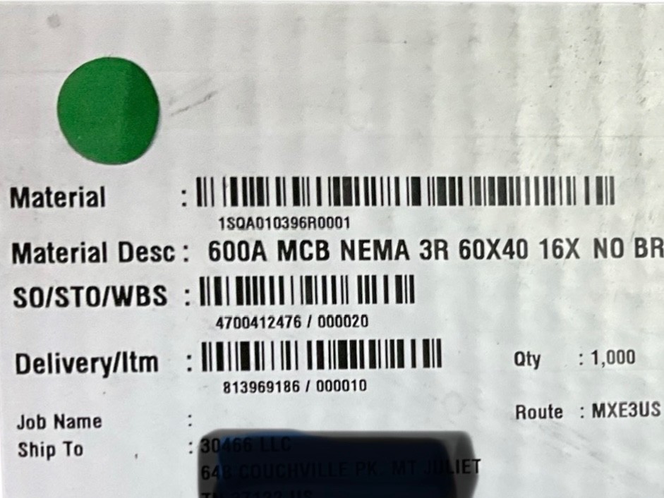 GE ABB ReliaGear Next 800 amp Main Breaker Panel 480v 3 Phase ...