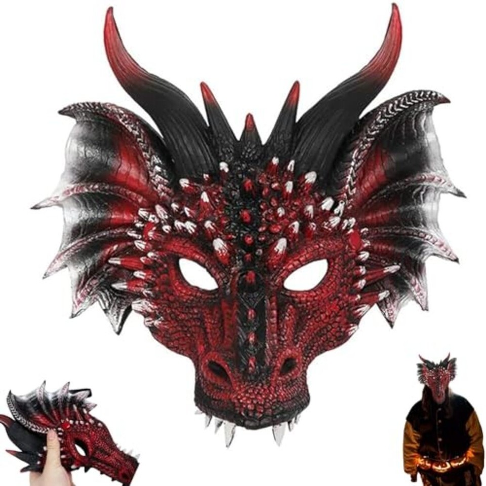 3D Dragon Mask Cosplay Dragon Mask Authentic Look Elastic Straps Robust ...